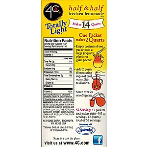 4C Totally Light Half & Half Iced Tea.Lemonade, 7-Count Packets (Pack of 4)