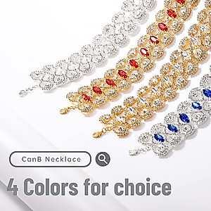 CanB Rhinestone Necklace Choker Adjustable Crystal Collar Wedding Bridal Choker Sparkly Neck Jewerly Accessories for Women and Girls (Silver)