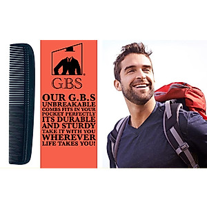 G.B.S (5 Pack) Pocket Comb Black Unbreakable Round Teeth Course Fine Pocket Beard & Mustache Combs for Men's Hair | Sideburns Travel-Friendly Symmetry, Friendly Birthday Gifts