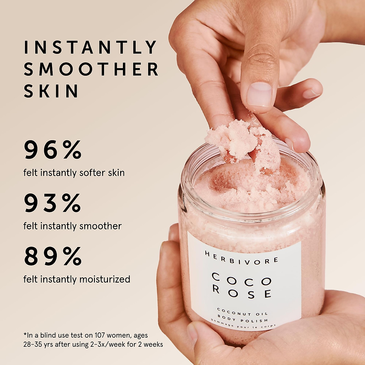 HERBIVORE Coco Rose In-Shower Moisturizer and Exfoliating Body Scrub with Virgin Coconut Oil and Shea Butter, Plant-based, Vegan, Cruelty-Free, 8 oz
