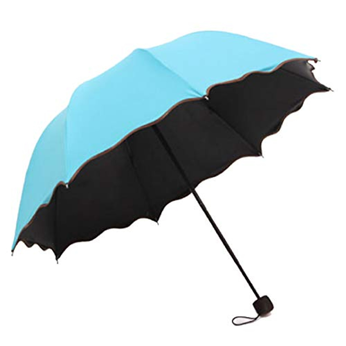 zmgmsmh Travel Foldable compact Umbrellas Sun rain Umbrellas parasol with Met Water blomssom blooming material (Blue)