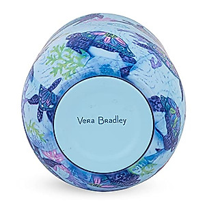 Vera Bradley Insulated Wine Tumbler, 12 Ounce Travel Cup, Blue Stainless Steel Tumbler with Lid, Turtle Dream