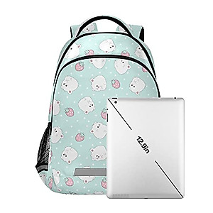 Glaphy Cute Hamster with Strawberry Backpack for Boys Girls Kids, Laptop Bookbag Lightweight Travel Daypack School Backpacks