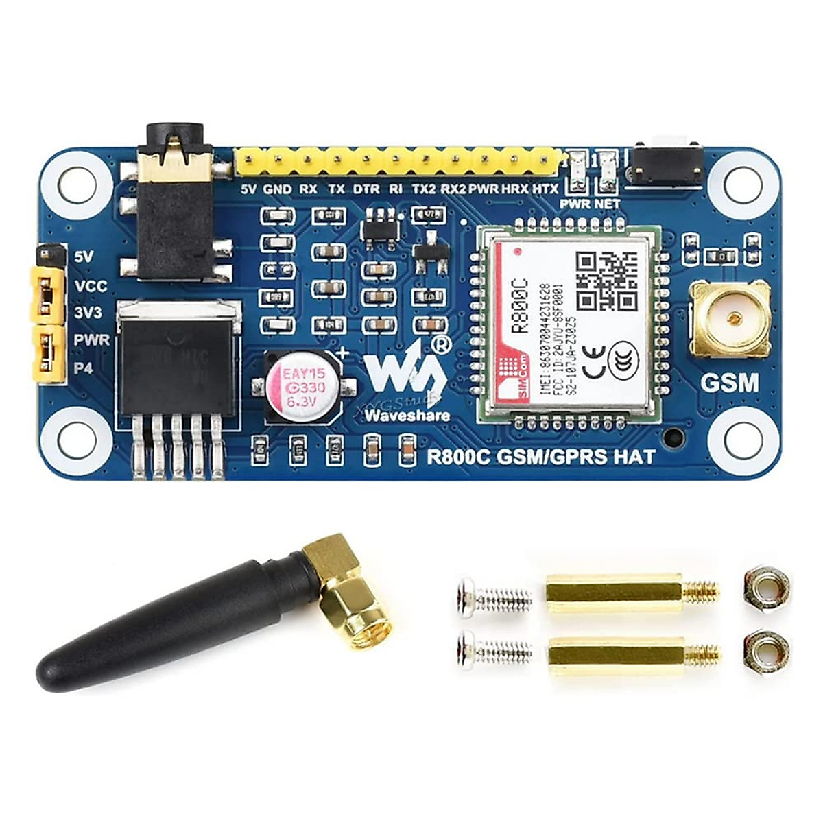 R800C GSM/GPRS HAT for Raspberry Pi and Jetson Nano Supports 2G Communication Phone Call and SMS GPRS with UART Interface @XYGStudy