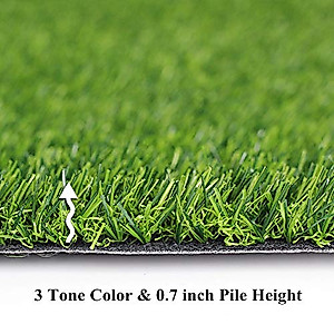 Artificial Grass Turf (0.7" Custom Sizes) -4FTx6FT Indoor/Outdoor Rug Synthetic Lawn Grass Carpet,Easy Installation Multi-use Astroturf,Pets Dog Turf with Drain Holes