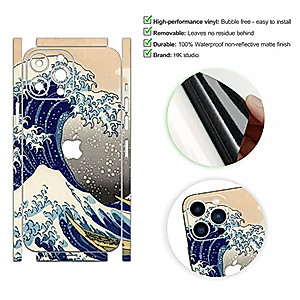 HK Studio Great Wave Skin Decal (Not Case) for iPhone 13 Pro Max - No Bubble, Slim, Waterproof - Protecting & Personalizing iPhone's Back, Camera, Frame