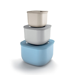 Guzzini Assorted Set 3 Deep Airtight Containers,Multicolor (Assorted),19.5 x 19.5 x 12.3 cm