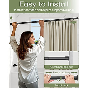 ALLZONE Heavy Duty Tension Shower Curtain Rod 42-83 Inches for Bathroom, Window, Non-Slip, Adjustable with Strong Spring Pole for Closet, Doorway, No Rust, No Drilling, Black
