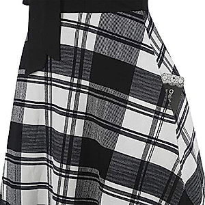 oxiuly Women's Vintage Bow Tie V-Neck Pockets Casual Work Party Cocktail Swing A-line Dresses OX278 (S, BK-Wp P5)