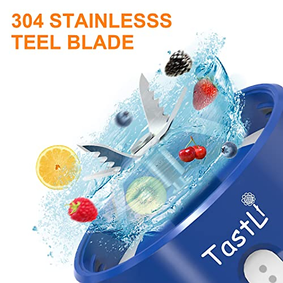 TastLi Portable Blender, USB Rechargeable, Travel Mini Personal Blender for Shakes and Smoothies, with 17 oz Blender Bottles, Waterproof, Small Juicer Cup Mixer Electric Smoothie Blender Maker (Dark blue)