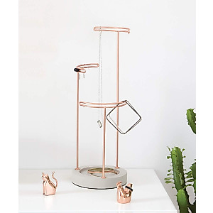 Umbra Tesora 3-Tier Jewelry Stand, Earring Holder, Accessory Organizer and Display, Concrete/Copper