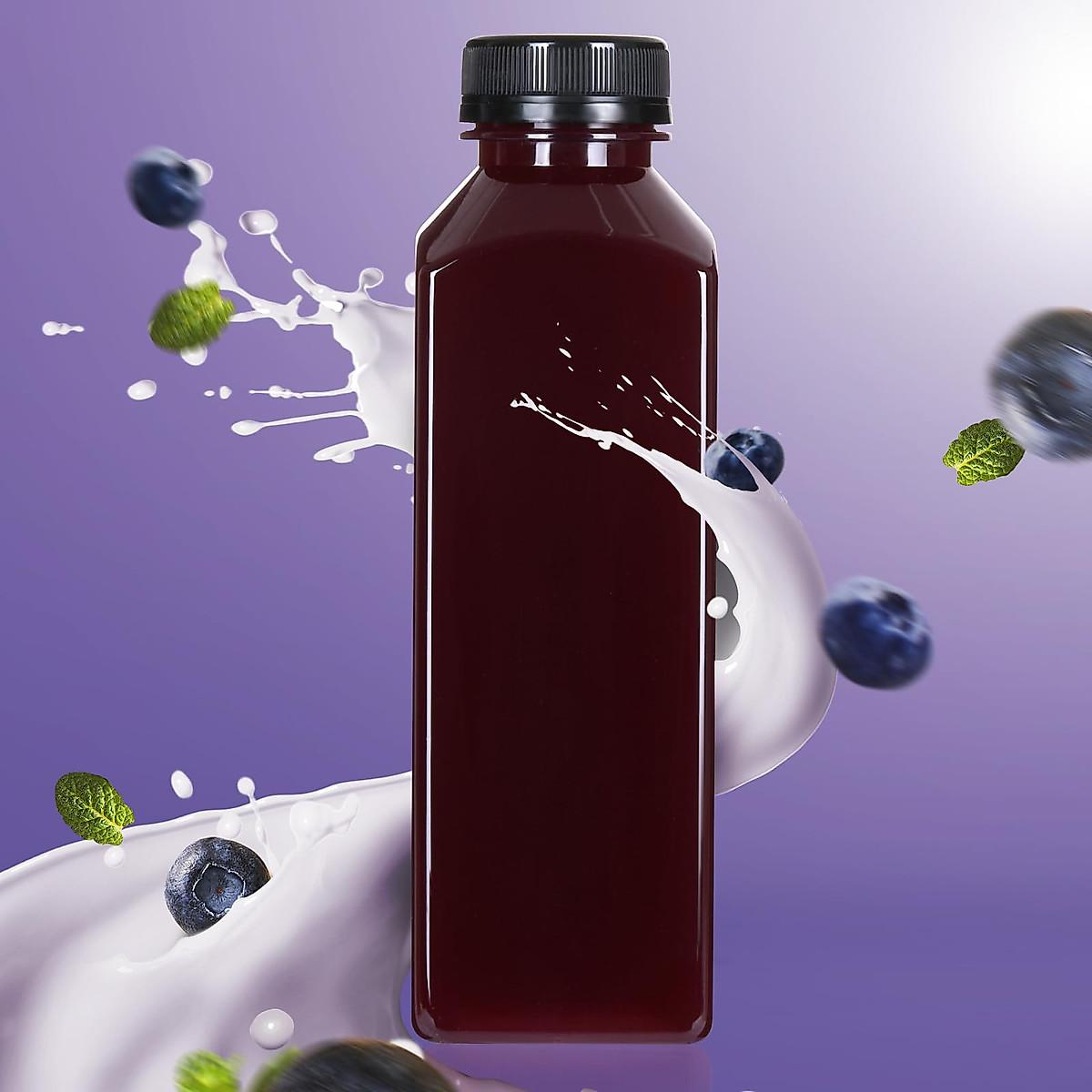 The Buyer Choice 144pcs 16oz Plastic juice containers with lids Bulk Reusable juice Bottles for juicing with Black Tamper Evident Lids, Disposable Empty Clear Bulk Beverage Containers for smoothies