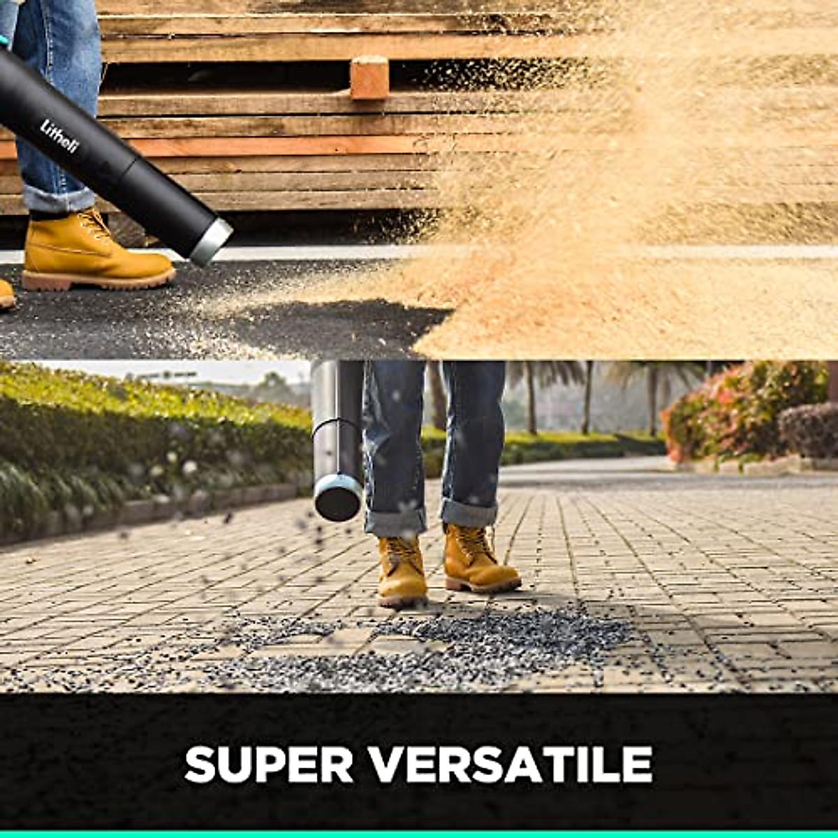 Litheli Cordless Leaf Blower 40V, Battery Leaf Blowers for Lawn Care, with Brushless Motor, Axial Blower for Blowing Leaf, Dust, Snow, Debris, with 2.5Ah Battery & Charger Included, Black