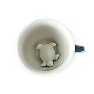 Creature Cups Turtle Ceramic Cup (11 Ounce, Wedgewood Blue Exterior) - Hidden Sea Animal Inside - Birthday, Holiday & Housewarming Gift for Ocean and Coffee & Tea Lovers