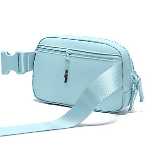 Belt Bag for Women Two-Way Zipper Fanny Pack Crossbody Bags for Women Fashion Waist Packs Cross Body Fanny Pack with Adjustable Strap Gifts for Teen Girls (Icing blue)