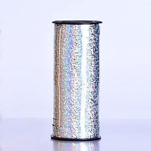 Outus Crimped Curling Ribbon Roll Silver Balloon Ribbons for Parties, Festival, Florist, Crafts and Gift Wrapping, 5 mm, 100 Yard