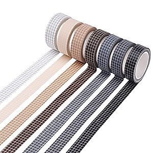 Mr. Pen- Grid Washi Tape Set, 7 Rolls, 0.6", Washi Tape for Journaling, Decorative Tape, Journaling Tape, Craft Tape, Scrapbooking Tape, Decorative Tape for Crafts, Decorative Craft Washi Masking Tape