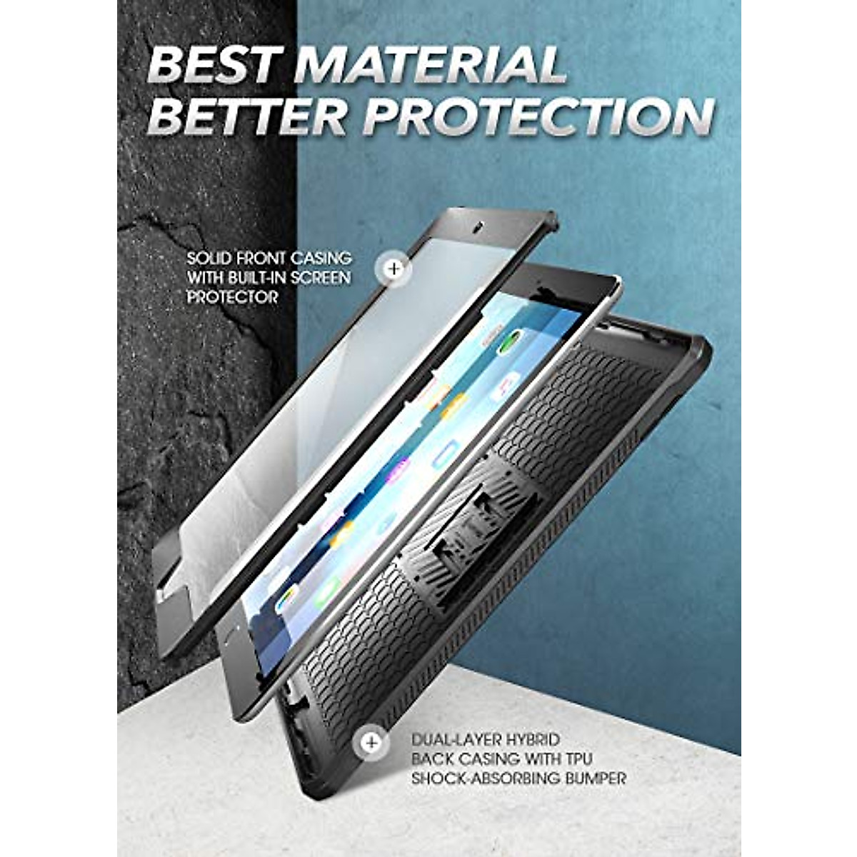 SUPCASE for iPad 9th Generation Case with Screen Protector (Unicorn Beetle Pro), [Built-in Stand] Heavy Duty Rugged Protective Case for iPad 10.2 9th / 8th / 7th Generation (2021/2020/2019), Black
