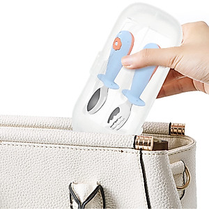 Toddler Utensils Baby Forks and Spoons, Baby Training Utensils Self Feeding Toddler Silverware Stainless Steel Kids and Toddler, Designed for Self Feeding Flatware Set with Travel Carrying 12m+