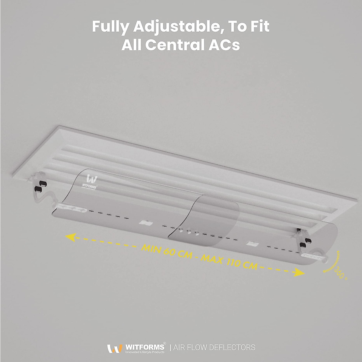 WITFORMS/Grille - Adjustable AC air Deflector Suitable for Central air conditioner's register and grille. Enhance Cooling and Heating Circulation - Length (60 to 110 cm)