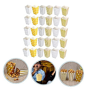 Cabilock 30pcs Popcorn Boxes Popcorn Box Cardboard Popcorn Box Paper Chicken Box Paper Candy Container Snack Container Candy Containers Popcorn Containers Vertical Stripe Boxes Party Supply