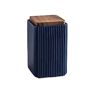 Food Storage Canister, Square Ceramic Cookie Jars Kitchen Canister with Airtight Lid, Good for Coffee Bean, Tea, Spices or Snacks Storage (Blue,Small)