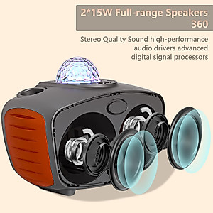 Portable Bluetooth Karaoke Machine with 2 Wireless Mics, SINWE PA Speaker with Disco Ball & Party Lights for Adults/Kids, Outdoor/Indoor Use. Perfect for Weddings, Churches, Picnics [Orange]