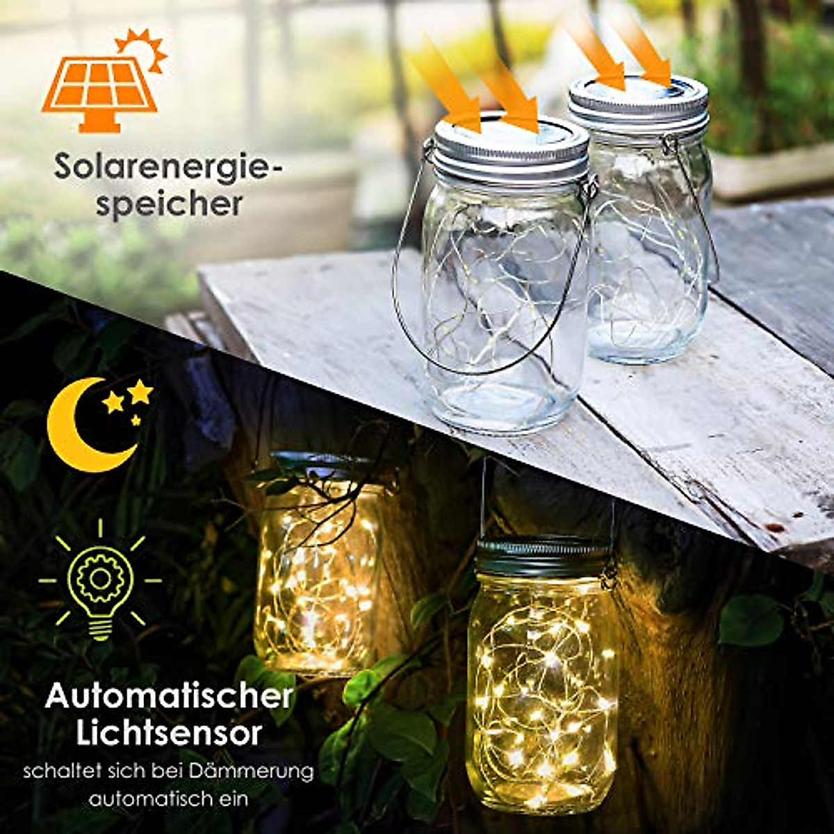 CozyHome 3X Solar Mason jar Lights Outdoor Waterproof | Mason jar Light | Mason jar Lights Solar Powered | LED White Light Jars Outside | Mason jar Solar Lights for Garden or Patio | Mason jar Decor