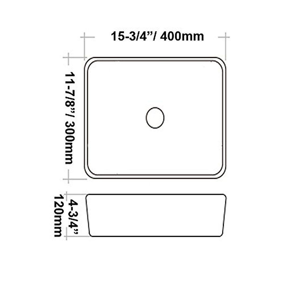 AWESON 16"X12" Rectangular Ceramic Vessel Sink, Vanity Sink, Above Counter White Countertop Sink, Art Basin Wash Basin for Lavatory Vanity Cabinet
