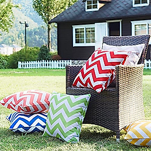 WESTERN HOME WH Pack of 2 Decorative Outdoor Waterproof Throw Pillow Covers Square Pillowcases Wave Pattern Cushion Covers Shell for Couch Patio Garden Tent Park Yellow 18 x 18 Inch