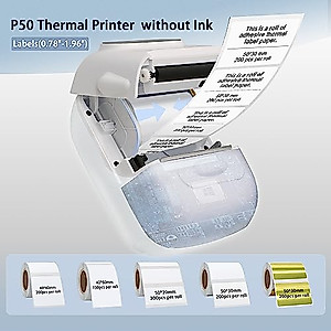 HYBSK Bluetooth Label Maker with Label, P50 Barcode Label Printer, Direct Thermal Printer Compatible with iPhone/Android (P50 with Label)