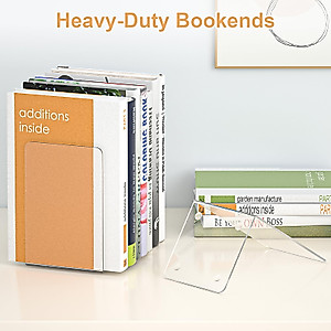 Bookend, DRLIFE Clear Acrylic Bookends for Shelves, Book End, Book Stopper for Heavy Duty Books, CDs, Video Games (1 Pair/2 Pieces)