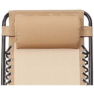 Amazon Basics Outdoor Textilene Zero Gravity Folding Lounge Rocker with Pillow,Alloy Steel, Beige