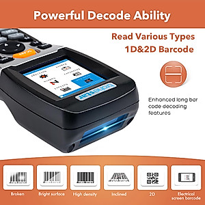 Wireless Barcode Scanner - Handheld Inventory Scanner Data Collector with 2.4GHz RF Transceiver for Warehouse & Bookstore Management (N4-2D-Blue)
