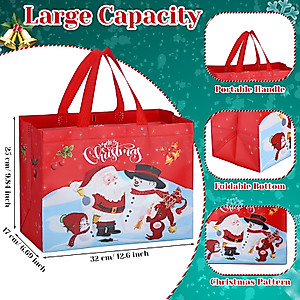 36 Pcs Christmas Tote Bags Reusable Gift Bag Large Christmas Bags with Handles Grocery Shopping Totes Gift Wrap Bags for Holiday Xmas Christmas Party Favors, 12.6'' x 9.84'' x 6.69'', 18 Styles