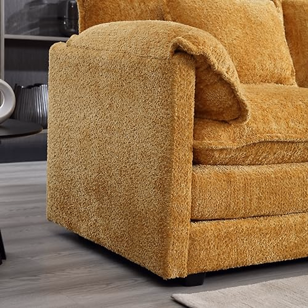 Convertible Modular Sectional Sofa with Chaise Lounge, L Shaped Free Combination Chenille Upholstery Boucle Cloud Couch with Solid Wood Legs,Corner Sofa&Couch for Living Room Furniture Sets