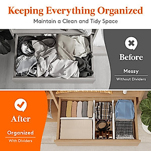 Lifewit 5 Pack Drawer Dividers Plastic 4" High, 13.5-22" Adjustable Drawer Organizers for Clothes, Expandable Dresser Separators in Bedroom/Bathroom/Kitchen/Fridge/Office Organization and Storage