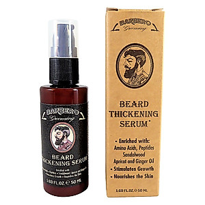Barbero Grooming Beard Care Kit with Thickening Serum and Wooden Boar Beard Brush