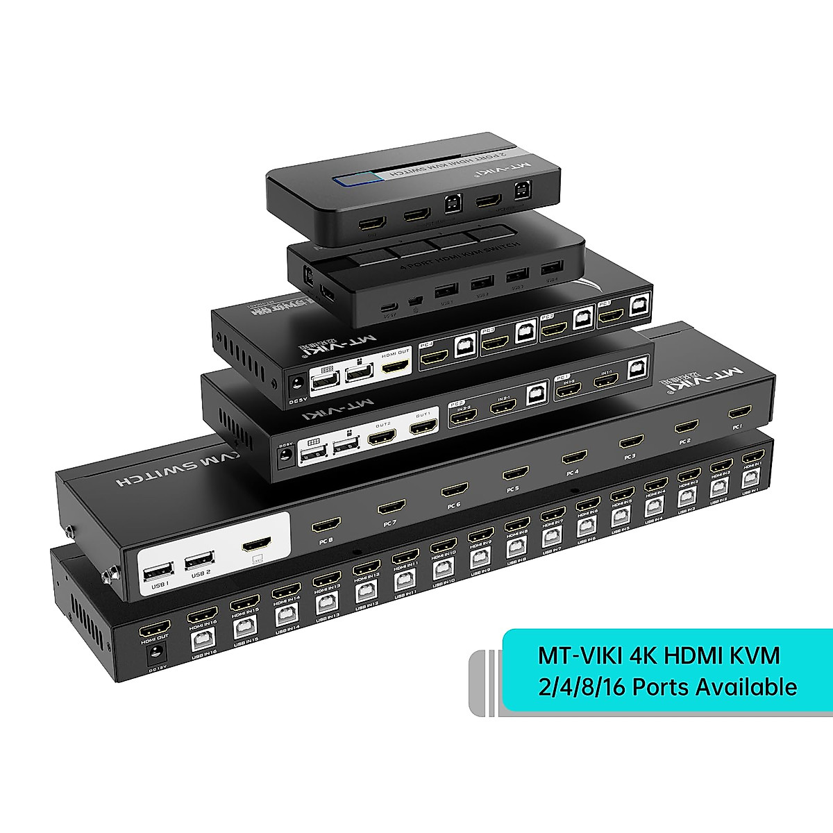 MT-VIKI KVM Switch DisplayPort 4 Port,4K@60Hz DP KVM Switch RGB 4:4:4 for 4 Computers Sharing 1 Monitor&Keyboard&Mouse, Support Hotkey/Button Switching, Include Cable
