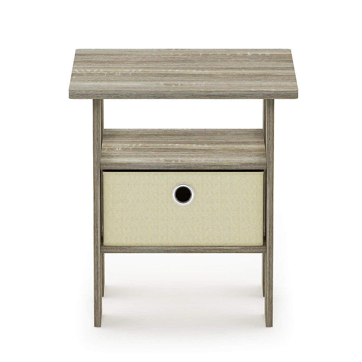 Furinno Andrey End Table / Side Table / Night Stand / Bedside Table with Bin Drawer, Sonoma Oak/Ivory