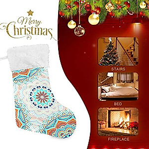 Kigai Christmas Stockings Ethnic Floral Bohemian Large Candy Stockings Stuffers Kids Cute Xmas Sock Decorations 2PCS for Home Holiday Party 12" x18"