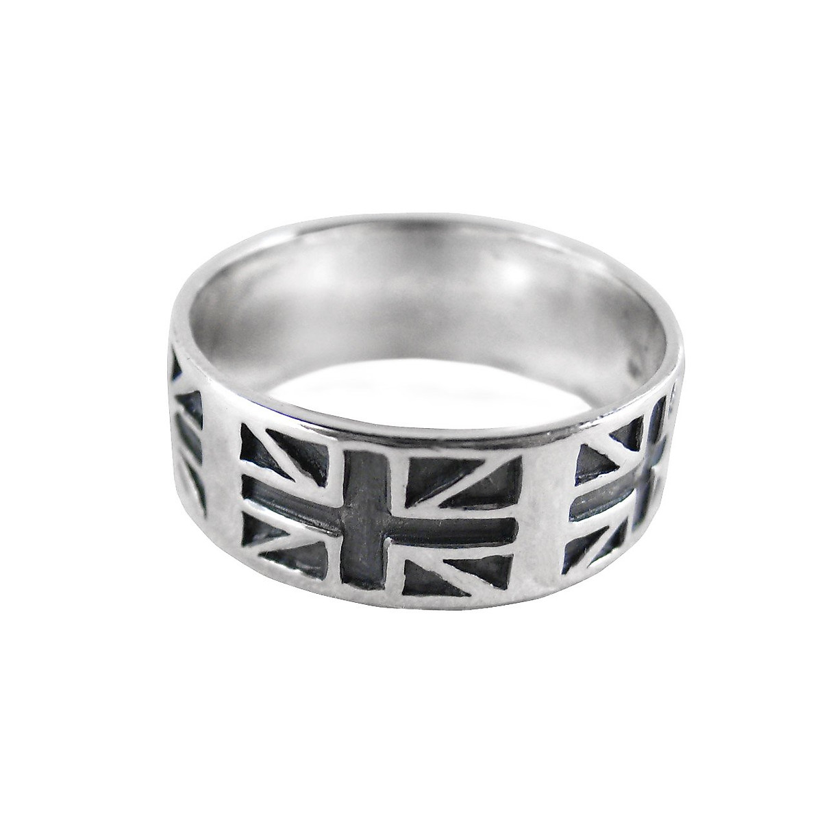 Sterling Silver Union Jack Band Ring, Size 11