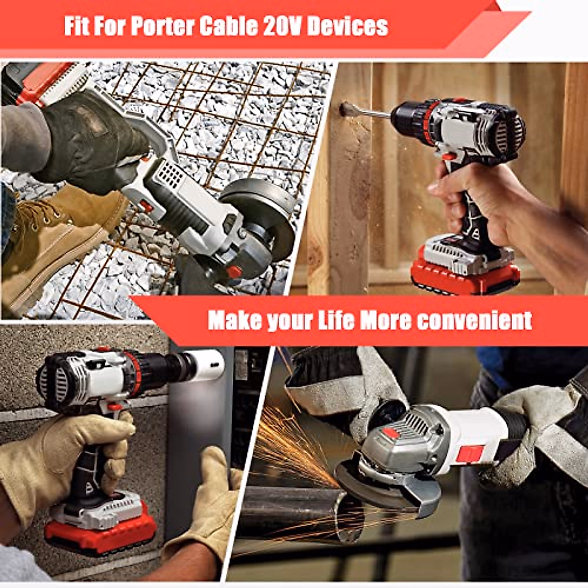 VINIDA Upgraded 2 Packs PCC685L 6.0Ah 20V Replacement for Porter Cable 20V Battery Compatible with Porter Cable 20V Max Batteries PCC680L PCC682L PCCK602L2 PCC600 PCC640 Cordless Power Tools Battery