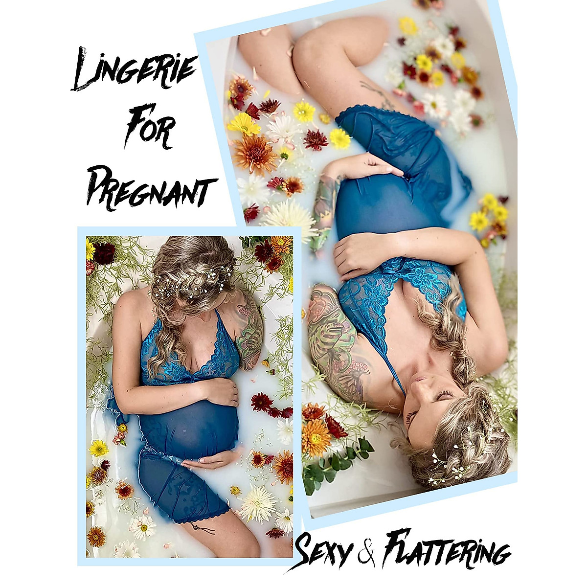 Avidlove Lingerie for Women Lace Babydoll Halter Chemise V Neck Nightgown Sexy Sleepwear Nightdress Dark Blue Small