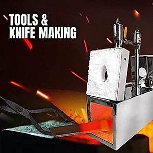 Simond Store Double Burner Propane Forge with Two Doors, 2600 F Rated, for Blacksmithing, Knife Making, Forging Tools and Equipment – Stainless Steel Rectangle Shape