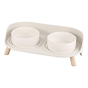Cat Bowl for Food and Water - Elevated Dog Bowls with Stand - Raised Dog Cat Bowl Set - Double pet Bowl Dish for Small Dog | Cat | Puppy | Rabbit and with Splash Proof Guard for Less Mess