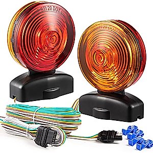 CZC AUTO 12V Magnetic Trailer Lights Two Sided Red & Amber Magnetic Tow Lights Kit 20' 55lb Magnetic Strength, Turn Brake Running Lights for Trailer RV Truck Car Bike Tow Dolly