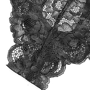 Maiyifu-GJ Deep V Floral Lace Lingerie for Women One Piece Sexy Halter Babydoll Negligee See Through Backless Teddy Bodysuit (Black,4X-Large)