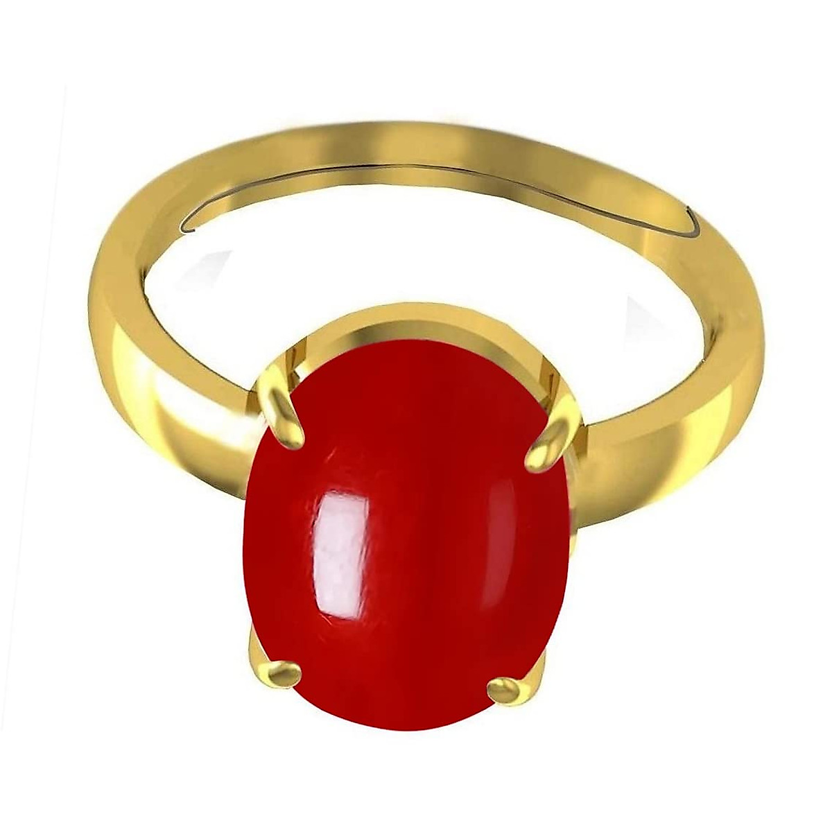SirDaksh 6.25 Carat Natural Red Coral Panchdhatu Ring For Men And Women