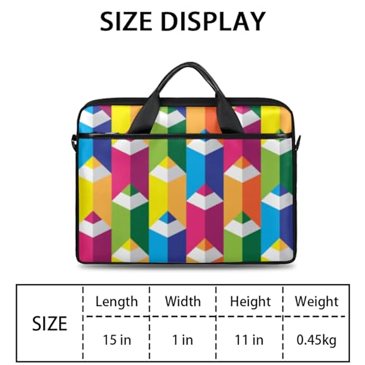 Stationery Colorful Laptop Computer Bag Waterproof Shoulder Messenger Bag 13-15 inch Durable Laptop Tote Bag with Shoulder Strap Handle Lightweight Crossbody Briefcase